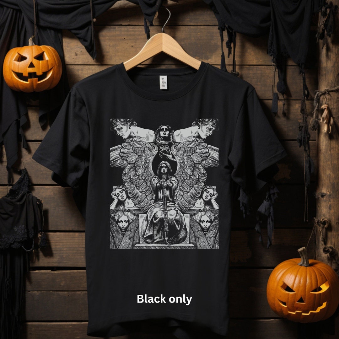 Weeps a Haunted Hermit Design Tee Shirt, Weeping Angel, Goth, Creepy ...