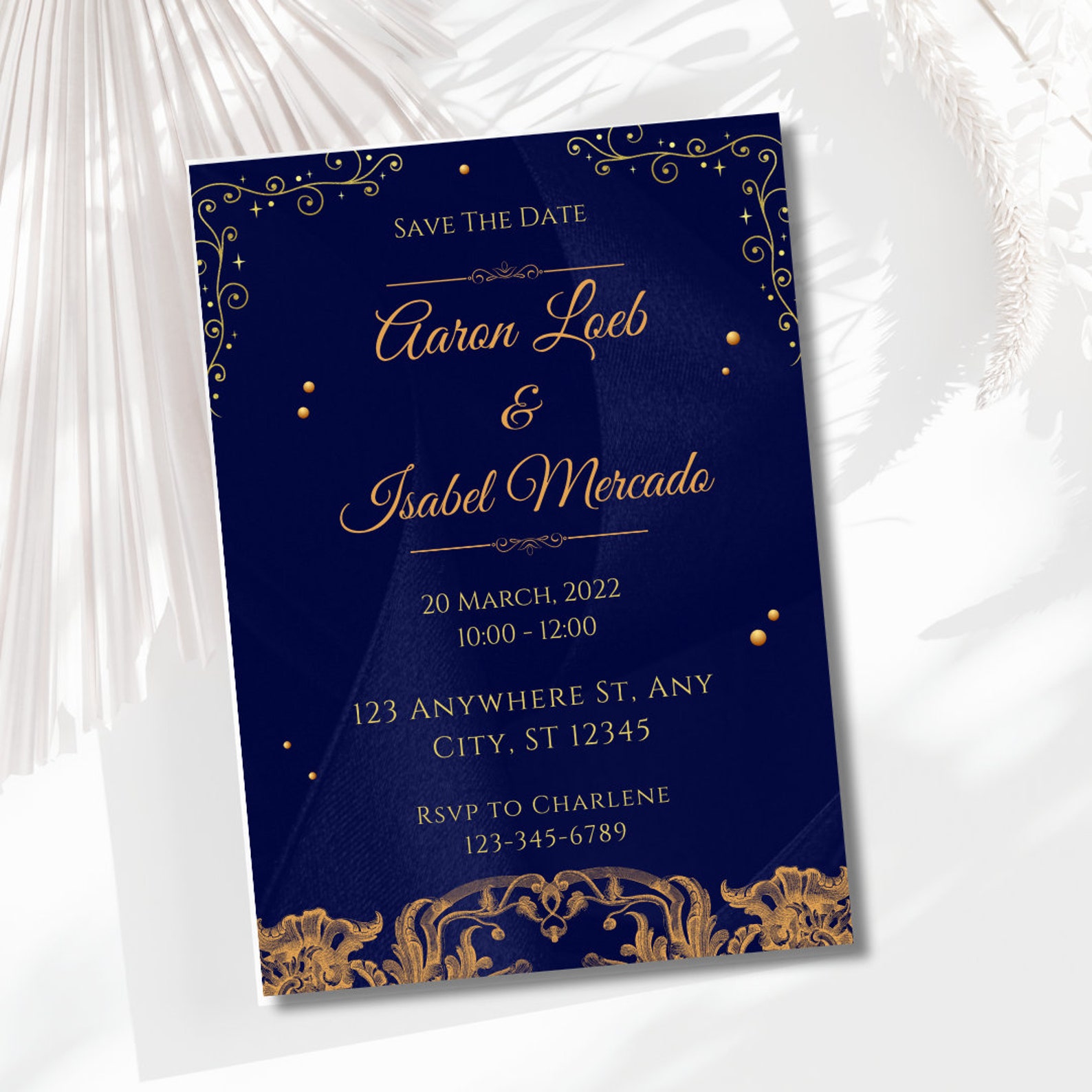 Elegant Navy and Gold Wedding Invitation, ,navy Invitation Set, Navy ...