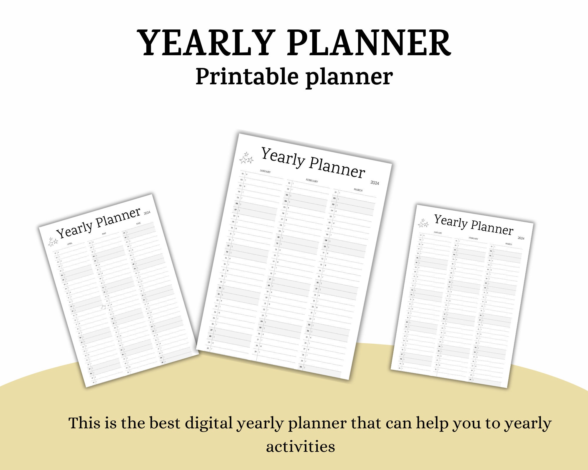 Editable Yearly Planner, Printable Yearly Overview on One Page, Undated ...