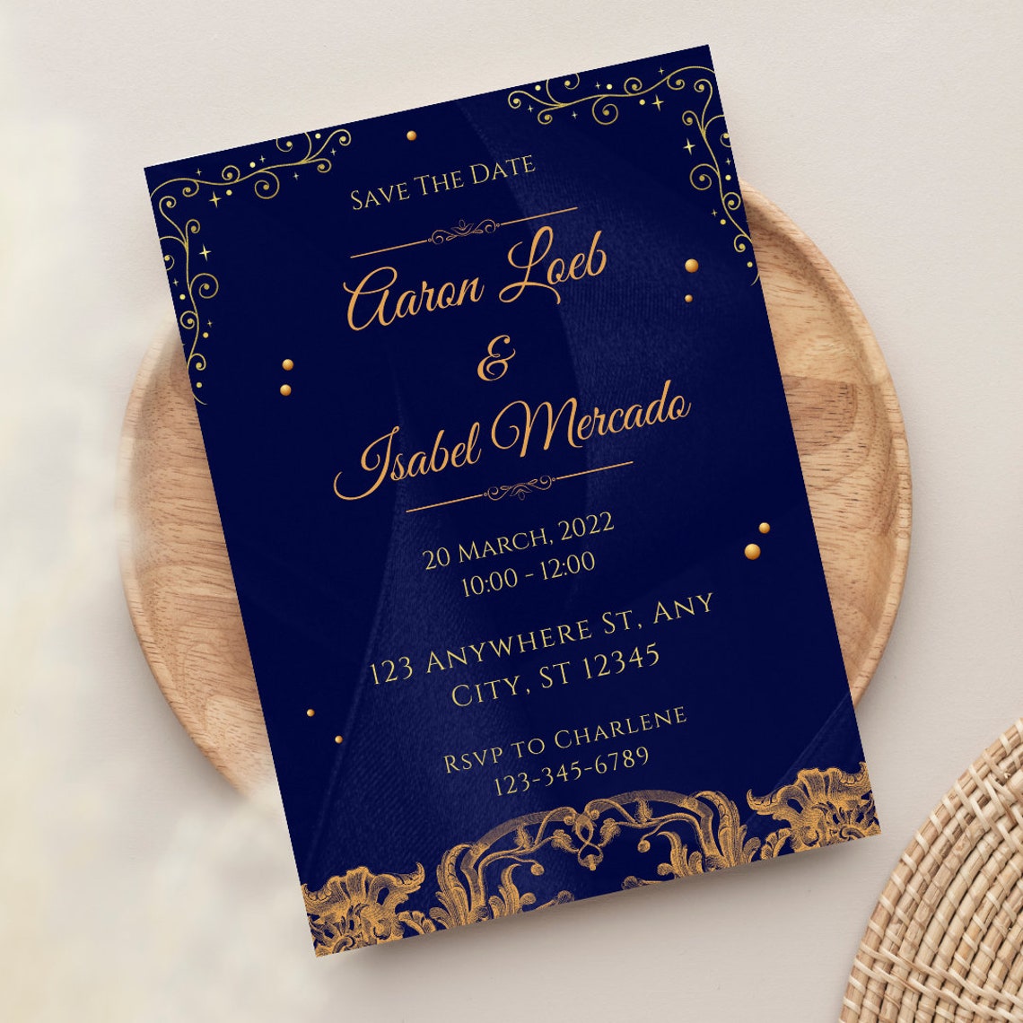 Elegant Navy and Gold Wedding Invitation, ,navy Invitation Set, Navy ...