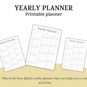 Editable Yearly Planner, Printable Yearly Overview on One Page, Undated ...