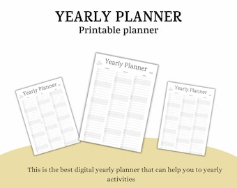 Editable Yearly Planner, Printable Yearly Overview on One Page, Year at ...