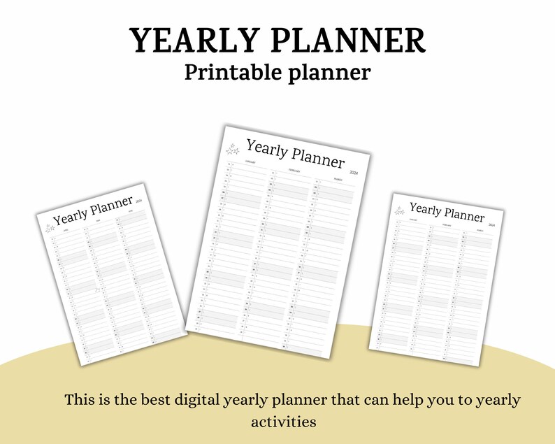 Editable Yearly Planner, Printable Yearly Overview on One Page, Undated ...