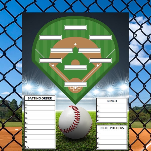 Baseball Lineup Template - Etsy