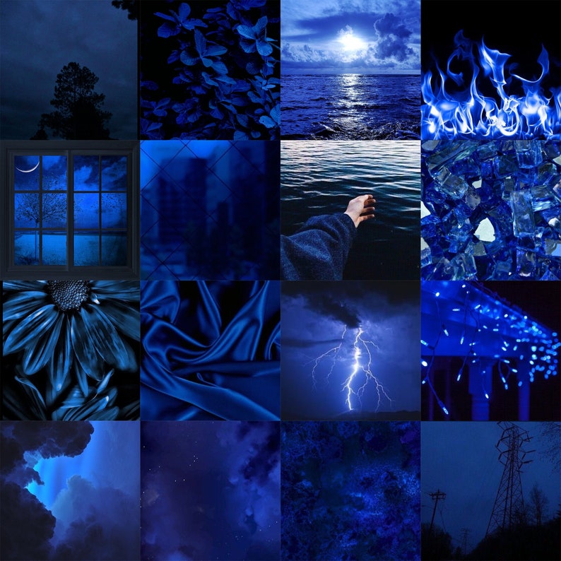 Stormy Blue Aesthetic Photo Collage Kit, Classy, Fantasy Wall Decor ...