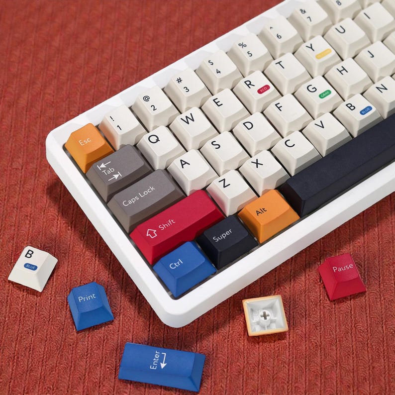 Retro Arcade 8-bit Keycap Set | Red & White Cherry Profile | PBT Dye ...