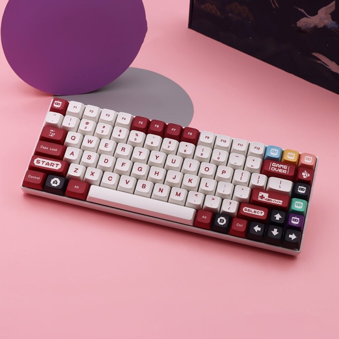 Red and White Retro Keycaps | XDA Profile Keycaps Set | PBT Material ...