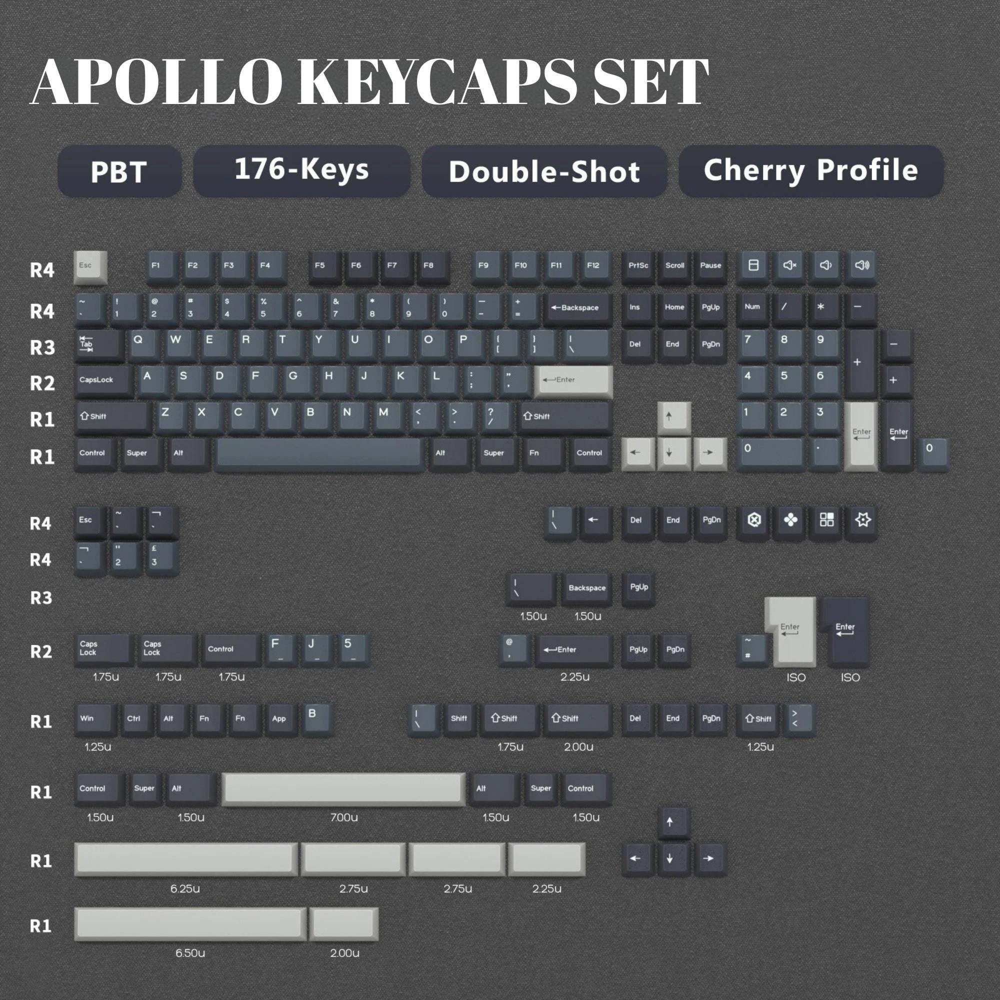 Apollo Edition Double Shot Keycap Set | High-end PBT ABS | Cherry ...