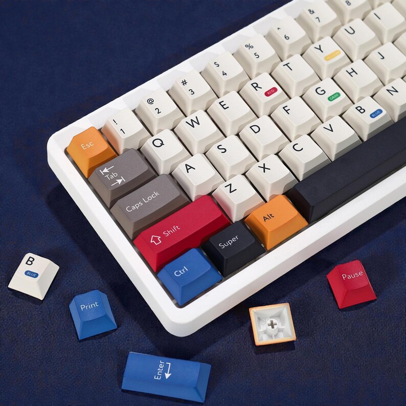 Retro Arcade 8-bit Keycap Set | Red & White Cherry Profile | PBT Dye ...