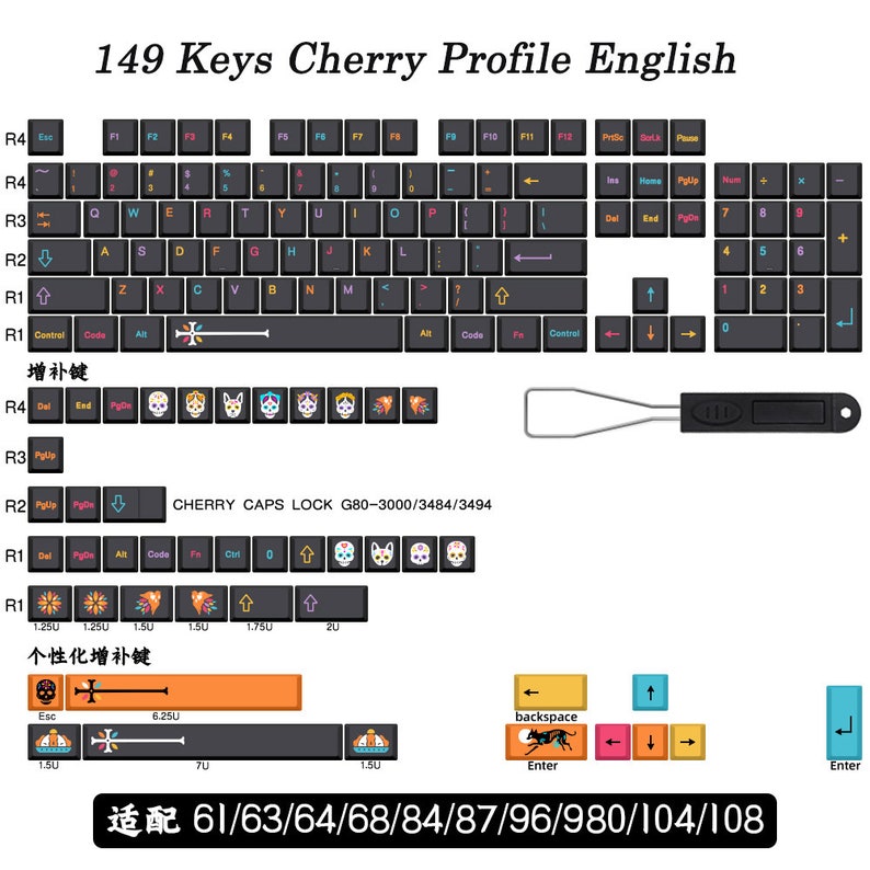 GMK Mictlán Keycaps | Cherry Profile Keycaps Set | PBT Material ...