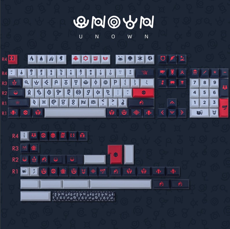 Unown Keycaps | KCA Profile Keycaps Set | PBT Material | Keycaps for MX ...