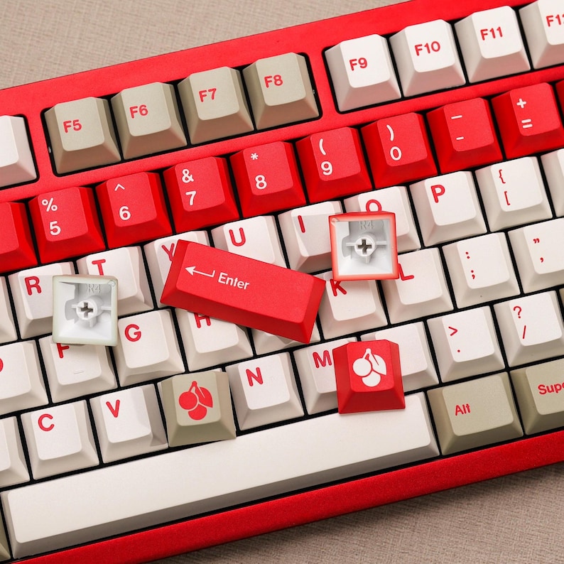 Retro Red N White PBT Keycap Set | Vintage 90s Style | Cherry Profile ...