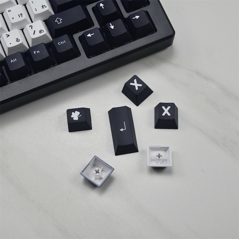 GMK Minimal Black and White Keycaps | Cherry Profile Keycaps Set | PBT ...