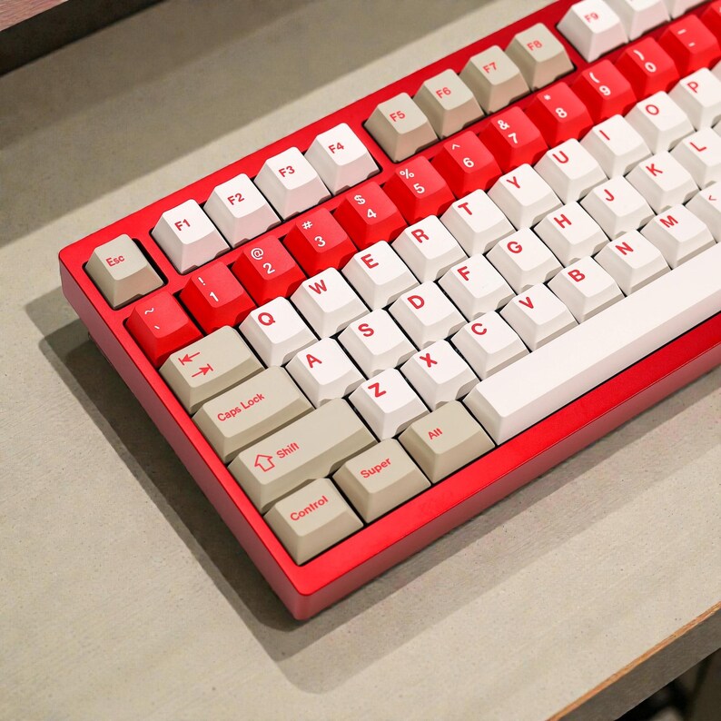Retro Red N White PBT Keycap Set | Vintage 90s Style | Cherry Profile ...