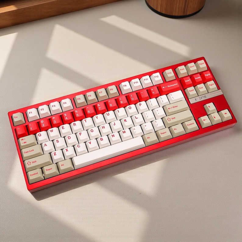 Retro Red N White PBT Keycap Set | Vintage 90s Style | Cherry Profile ...