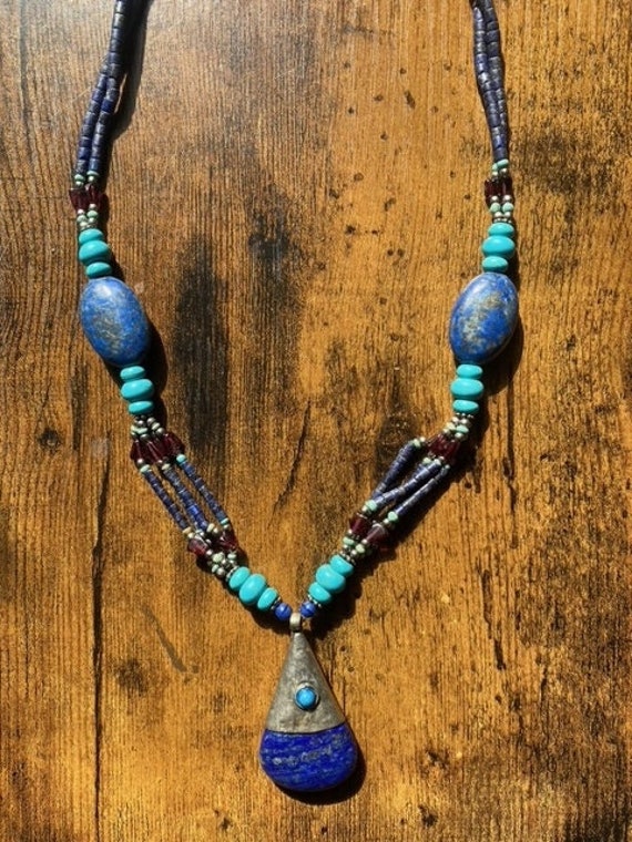 Vintage TURQUOISE,LAPIS,CORAL Stunning Necklace!!! - Gem