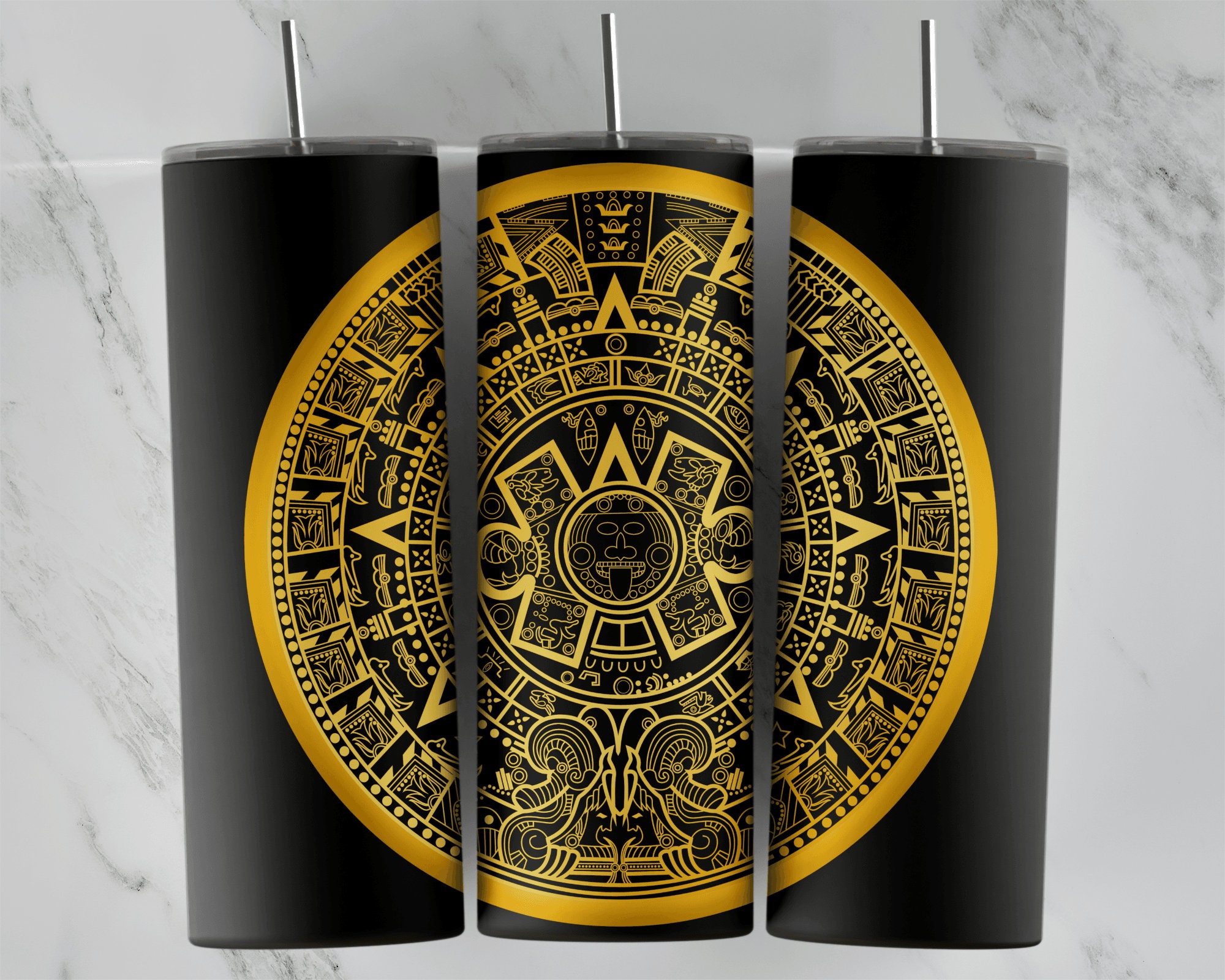 Aztec Calendar Sublimation Design, 20oz Skinny Tumbler, Vinyl Wrap ...