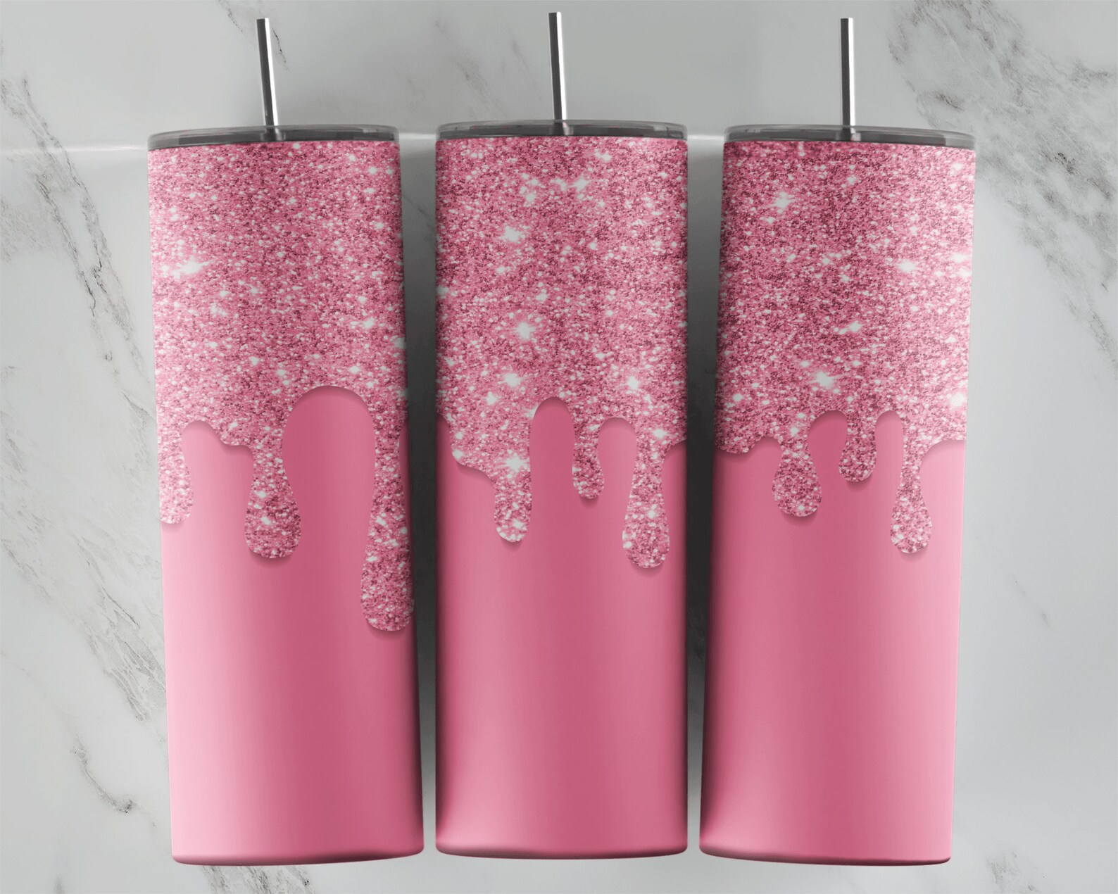 Pink Glitter Drip Tumbler Design, Sublimation PNG for 20oz Skinny Cup ...