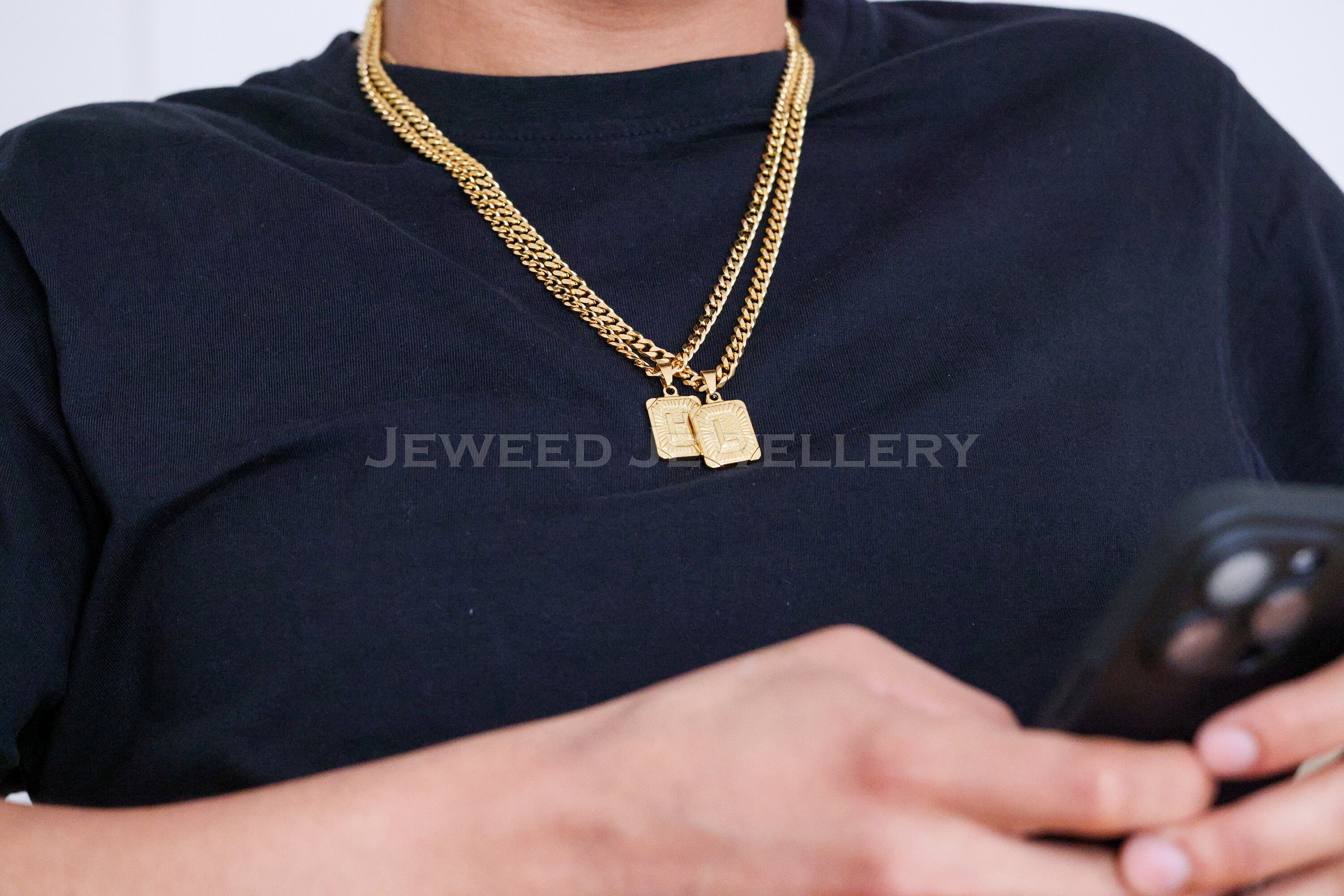 Miami Cuban Link Chain - Custom Letter A-Z Pendants - Name Initial ...