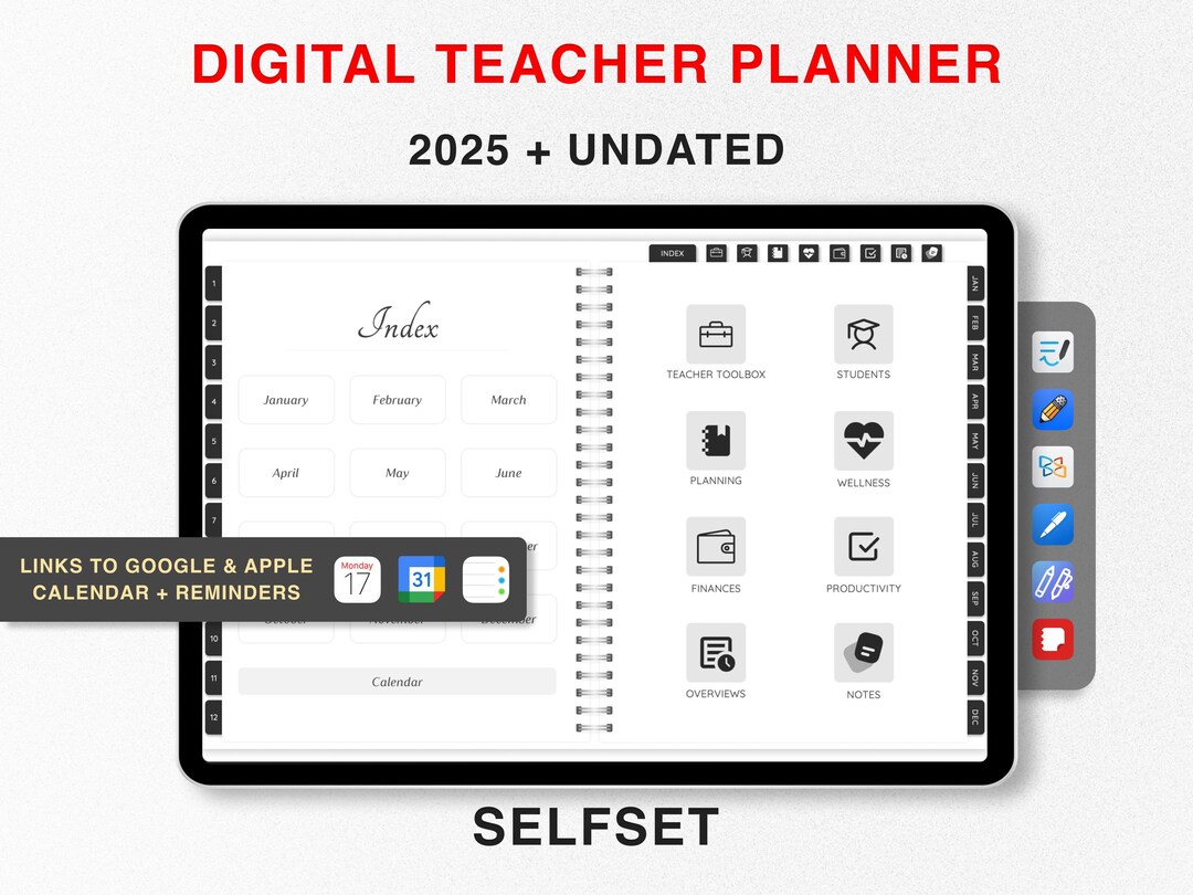 2025 Digital Teacher Planner + Undated Lesson Planner, Academic Planner ...