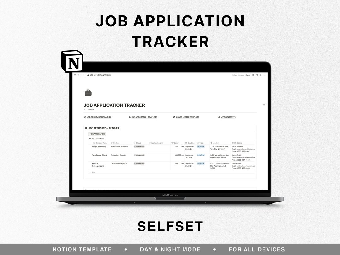 Notion Job Application Tracker, Notion Template, Job Interview Tracker ...
