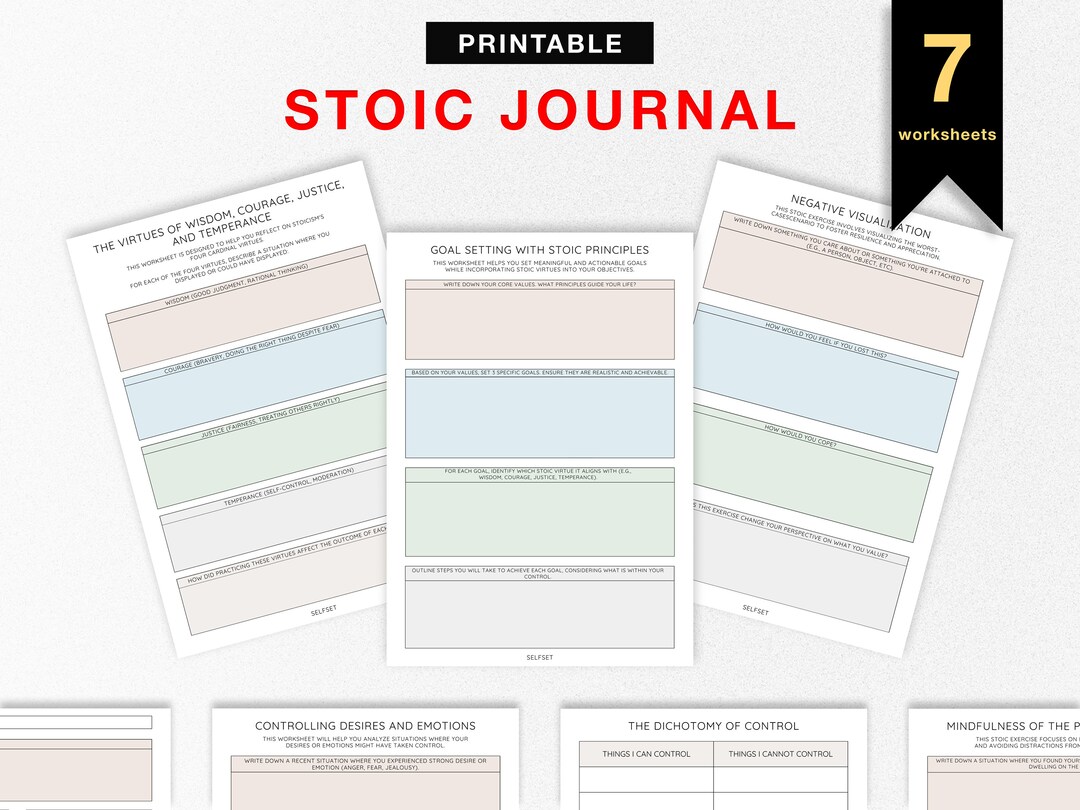 Printable Stoic Journal, Focus Journal, Control Emotions, Mindfulness ...