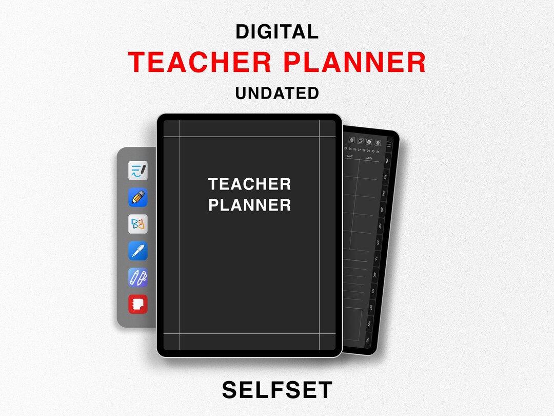 Undated Digital Teacher Planner, Dark Mode Lesson Planner, Academic ...