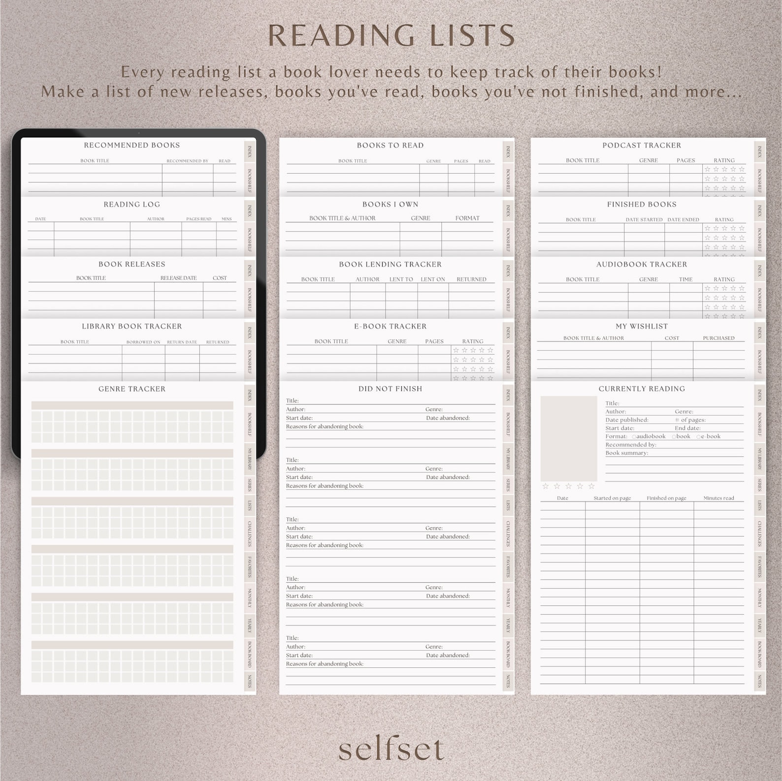 Digital Reading Journal, Book Review & Library Tracker for Goodnotes ...