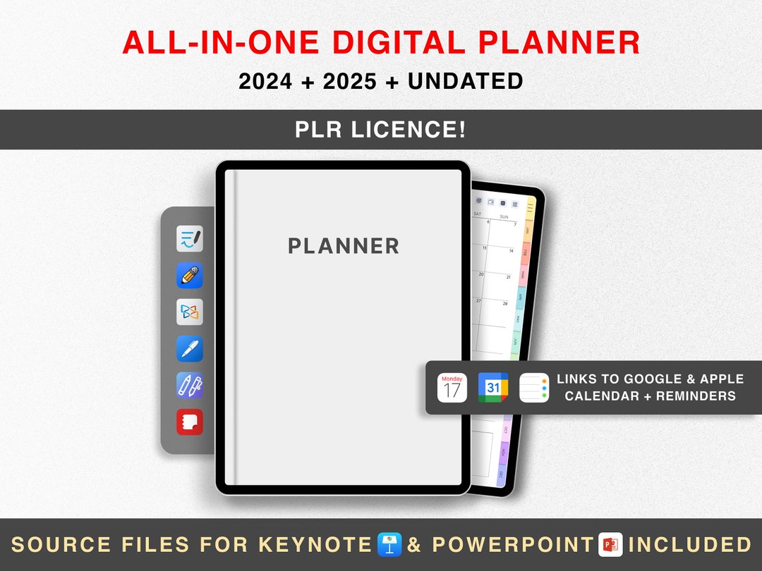 PLR 2024 2025 All-in-one Digital Planner, PLR Editable Goodnotes ...