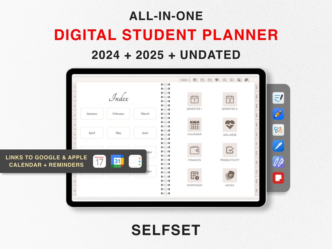2024 2025 Student Planner & Undated, Digital Goodnotes Planner ...