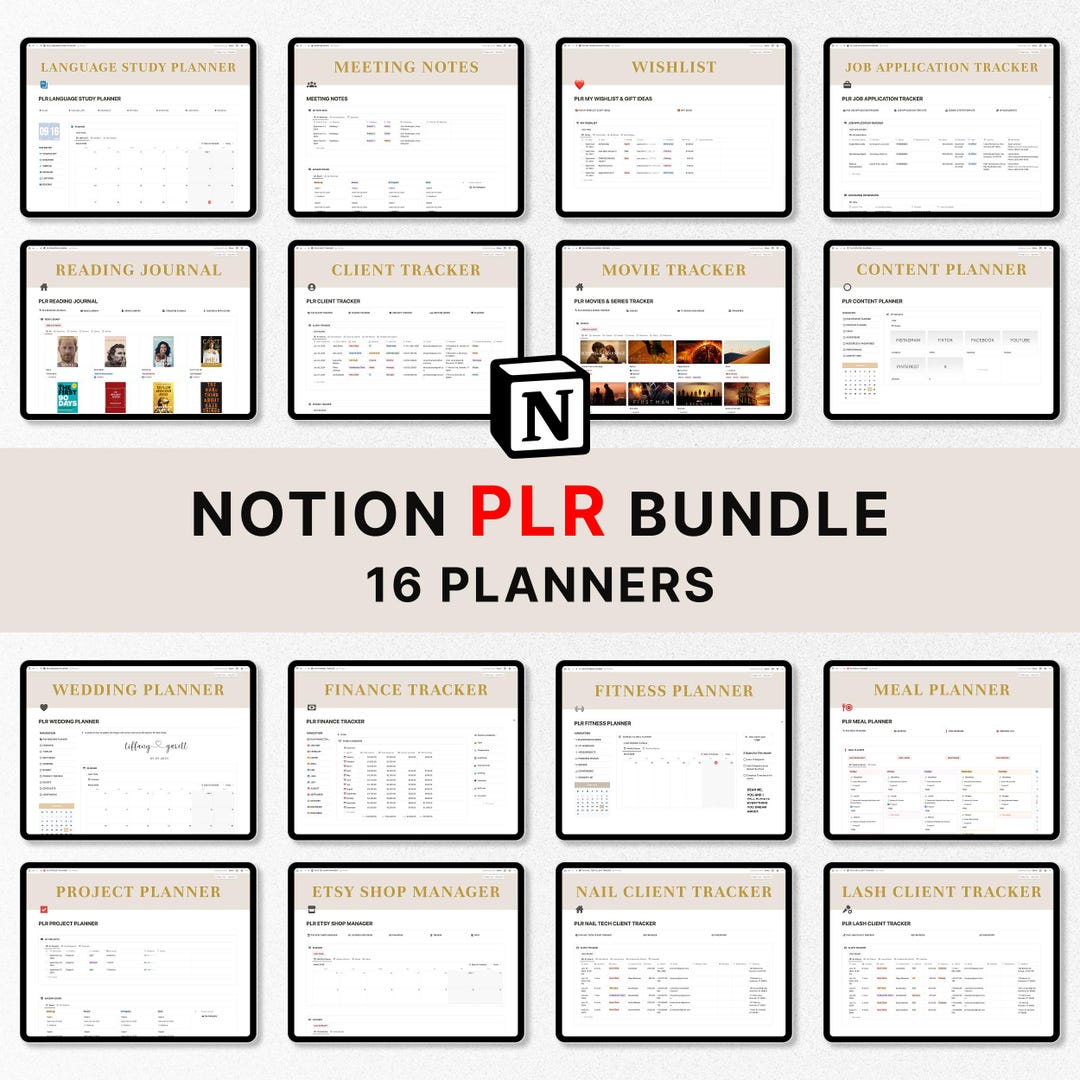 PLR NOTION BUNDLE, Digital Planner Templates for Notion, Digital Bundle ...