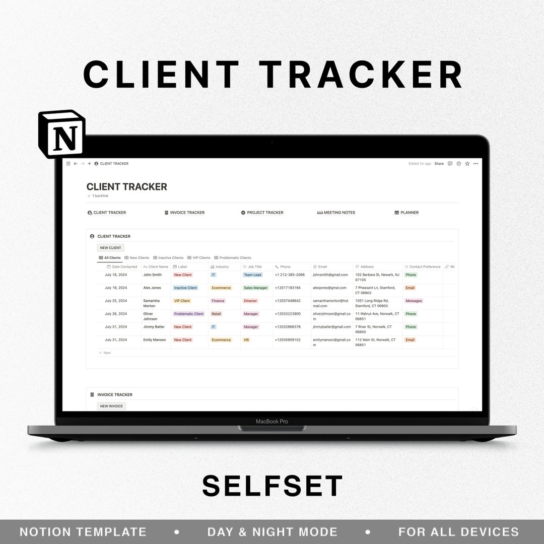 Notion Client Tracker, Notion Template, Business Planner, Client Management Tracker, Client ...