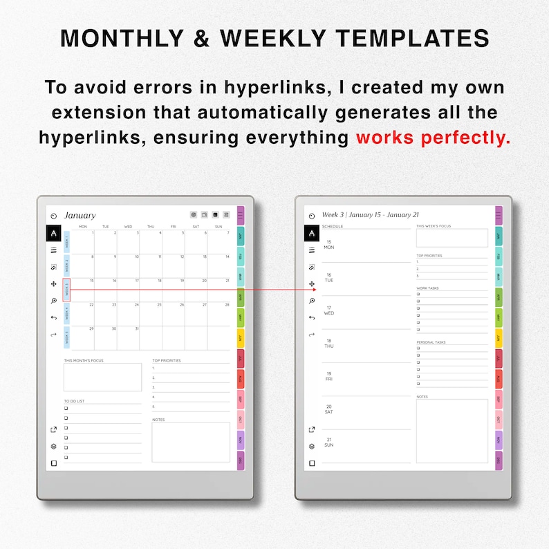 2026 Planner for Remarkable Paper Pro, Undated, Color Templates for ...