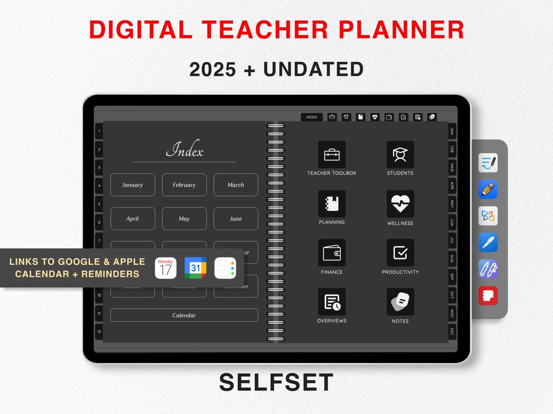 2025 Digital Teacher Planner + Undated Lesson Planner, Academic Planner ...