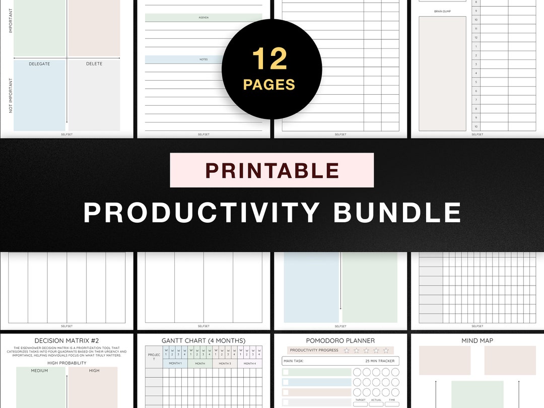 Printable Productivity Bundle, Productivity Planner, Print Goal Kanban ...