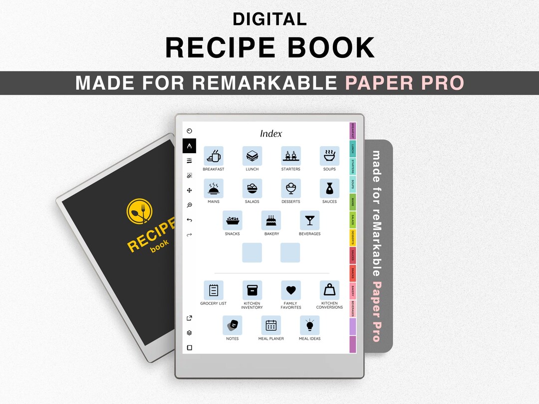 Recipe Book for Remarkable Paper Pro, Color Recipe Journal, Recipe ...