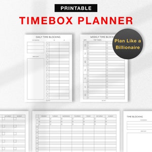 Printable Timebox Planner, Time Blocking, to Do List, Brain Dump ...