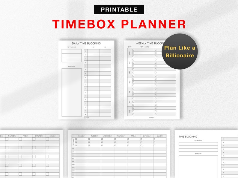 Printable Timebox Planner, Time Blocking, to Do List, Brain Dump ...