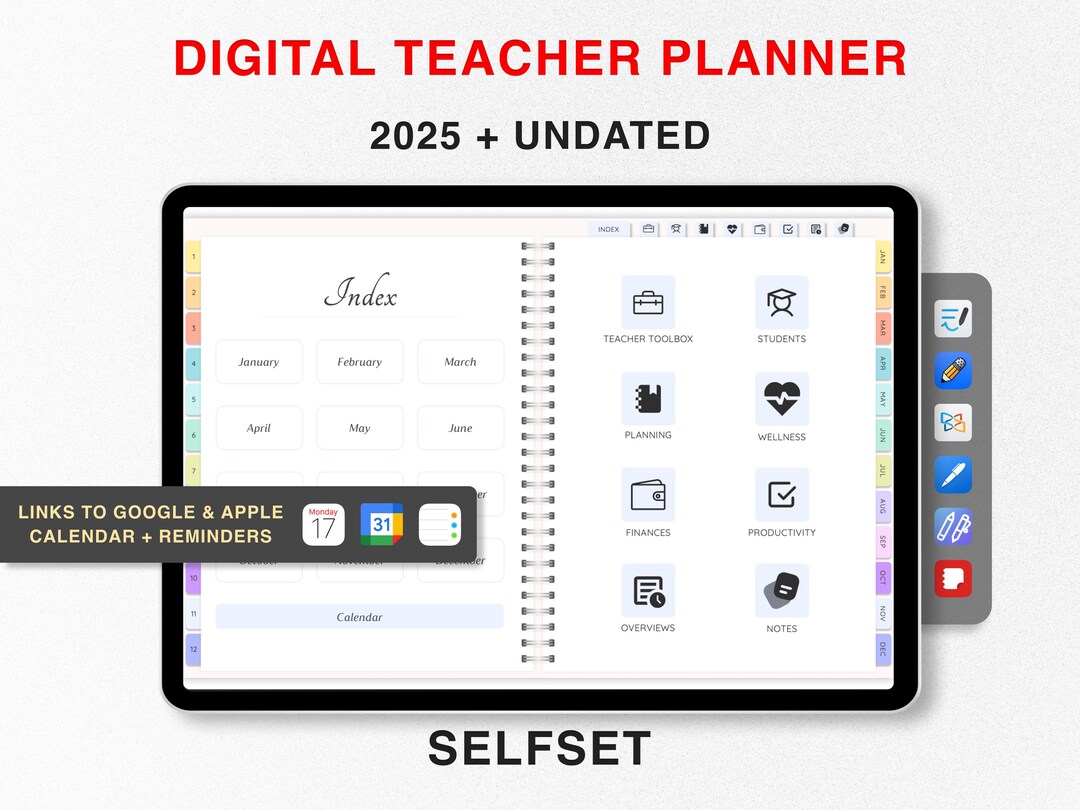 2025 Digital Teacher Planner + Undated Lesson Planner, Academic Planner ...
