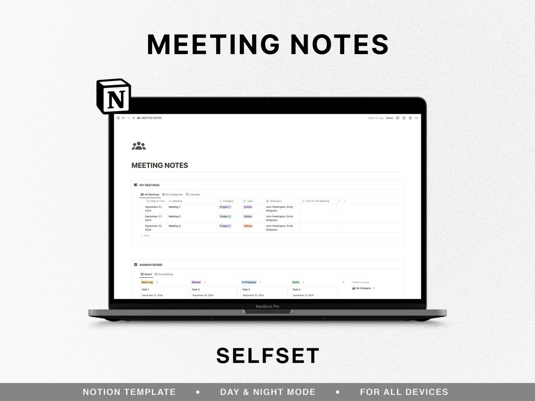Notion Meeting Notes Template, Editable Meeting Notes, Notion Business ...