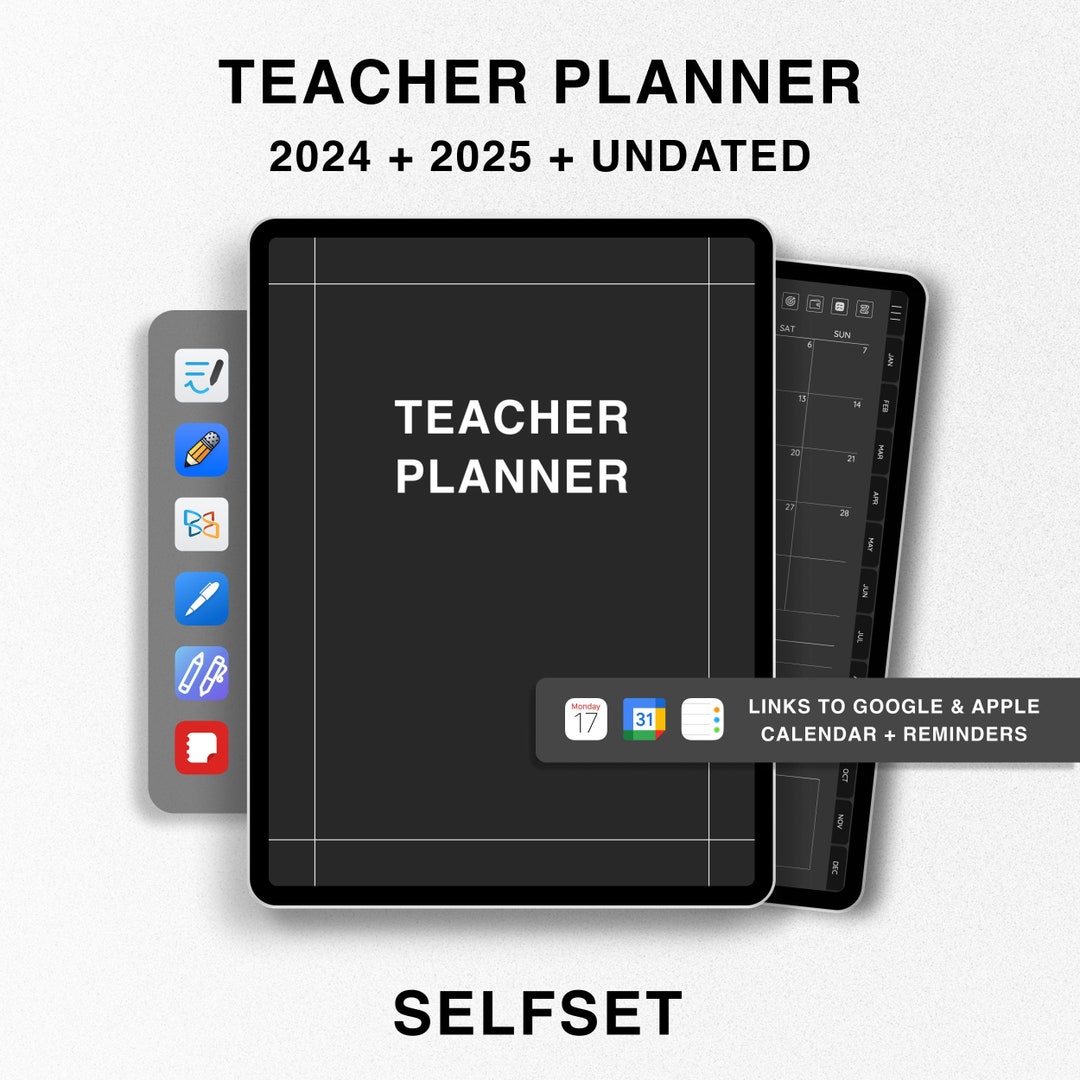 2024 2025 Digital Teacher Planner, Dark Mode Dated Undated Lesson ...