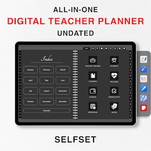Undated Digital Teacher Planner, Undated Dark Lesson Planner, Academic ...