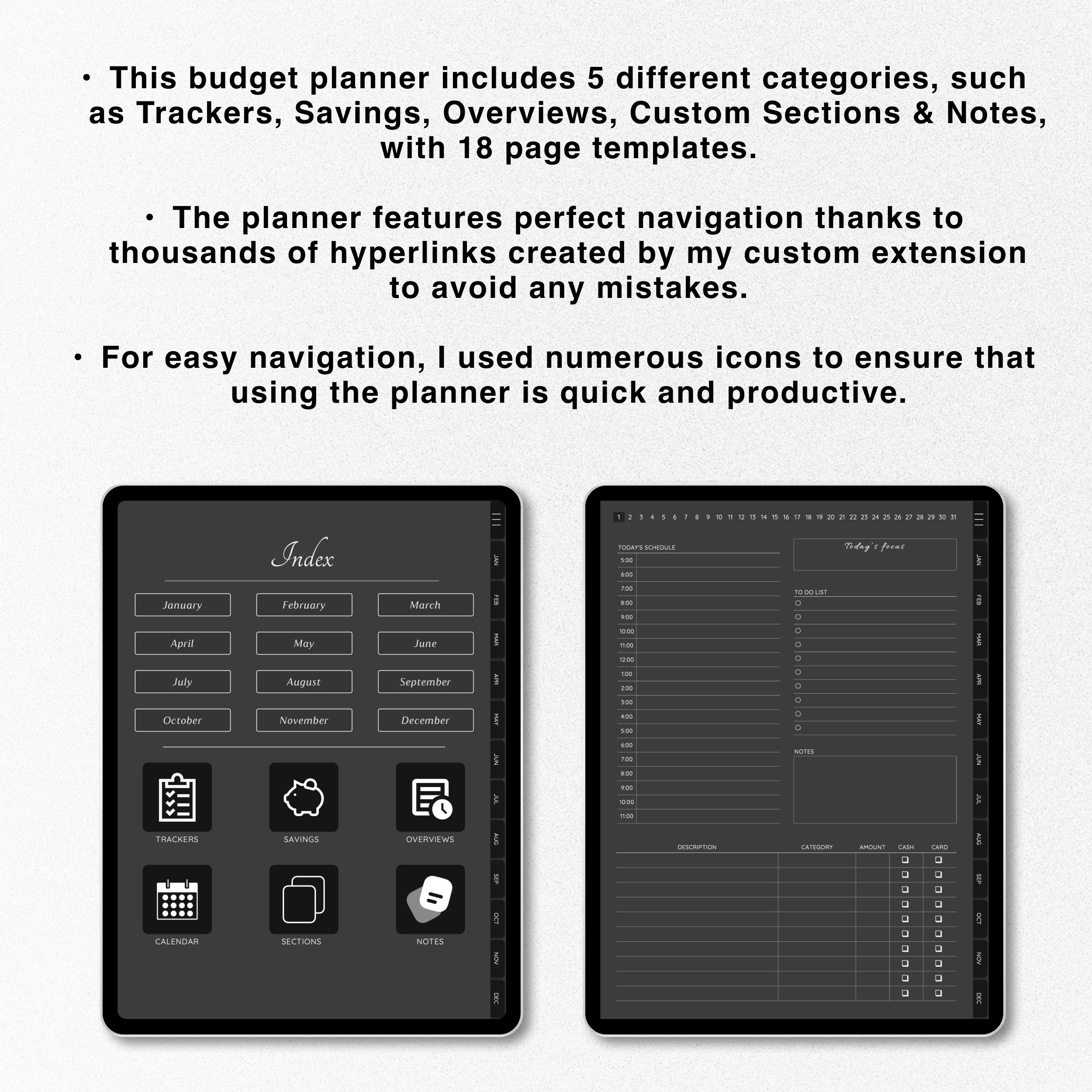 Digital Budget Planner, Finance Tracker, Finance Planner, Dark Budget ...