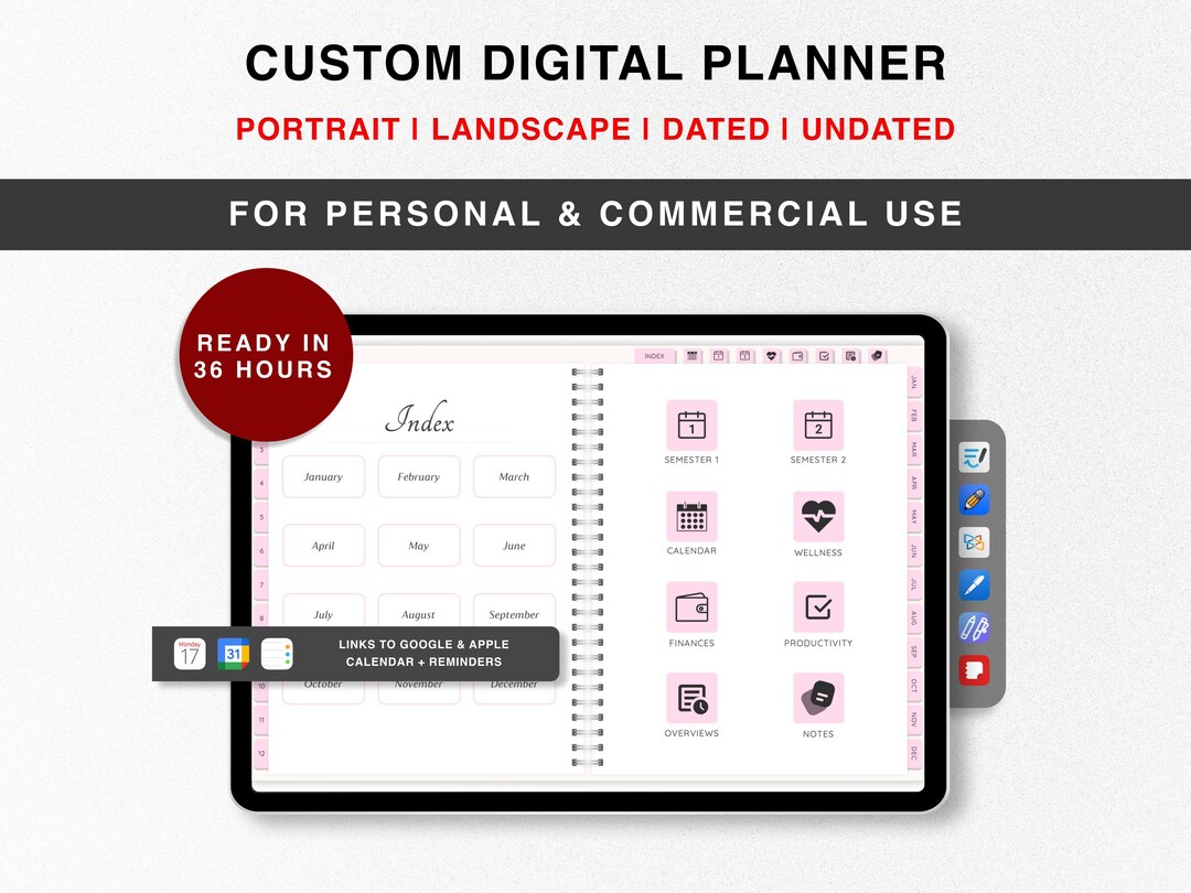 CUSTOM Digital Planner, 2025 Undated Goodnotes Planner, PLR Digital ...