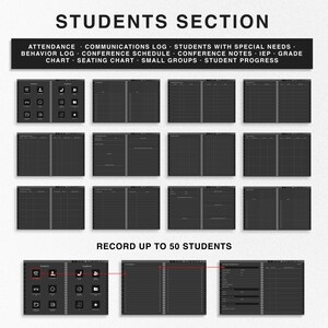 Undated Digital Teacher Planner, Undated Dark Lesson Planner, Academic ...