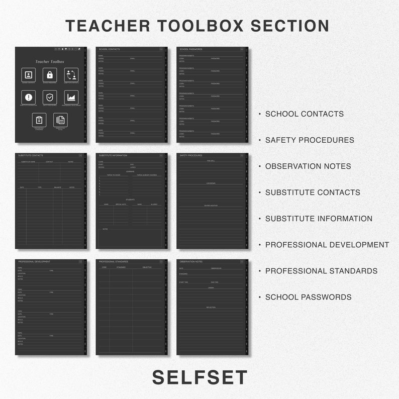 Undated Digital Teacher Planner, Dark Mode Lesson Planner, Academic ...