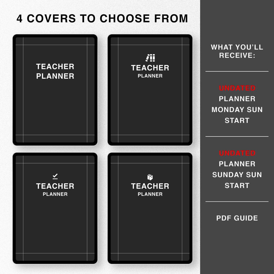 Undated Digital Teacher Planner, Dark Mode Lesson Planner, Academic ...