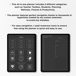 2024 2025 Digital Teacher Planner, Dark Mode Dated Undated Lesson ...