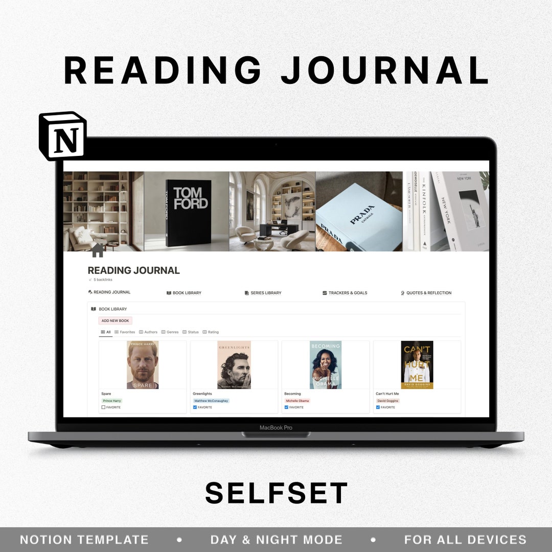 Notion Reading Journal, Tracker, Book Review, Notion Template, Digital ...