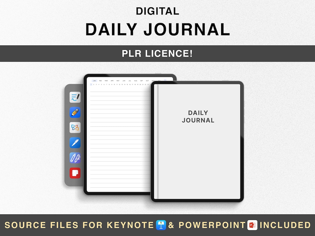 PLR Digital Daily Journal, PLR Notebook, Resell Rights, Editable ...